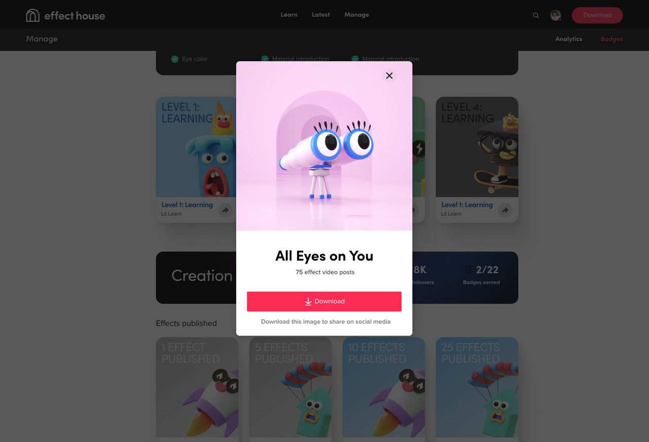 Celebrate Your Effect Milestones with Badges | TikTok Effect House